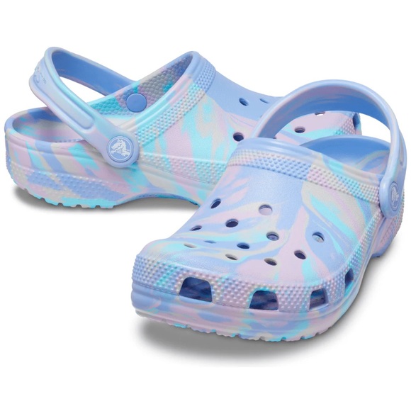 CROCS | Shoes | Crocs Purple Blue Tie Dye Marble Swirl Clogs Mules ...